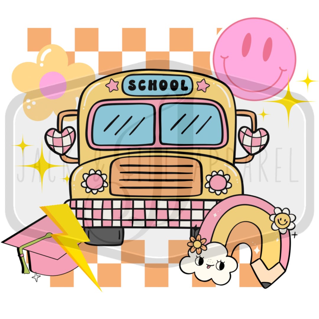 Checked Board School Bus Image - Etsy