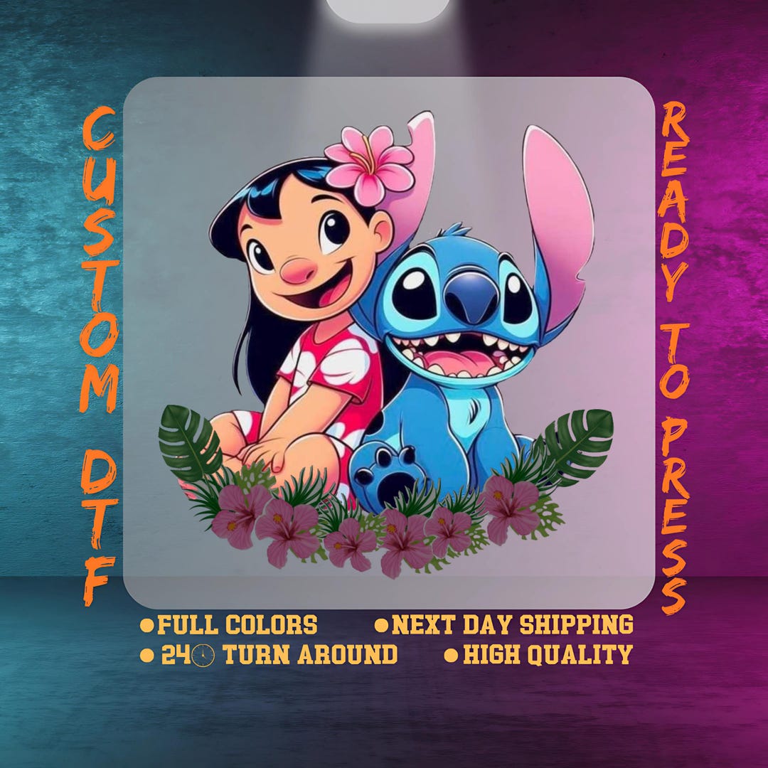 Customization Disney Stit-ch Lilo Animal Sticker Dtf Transfer ...