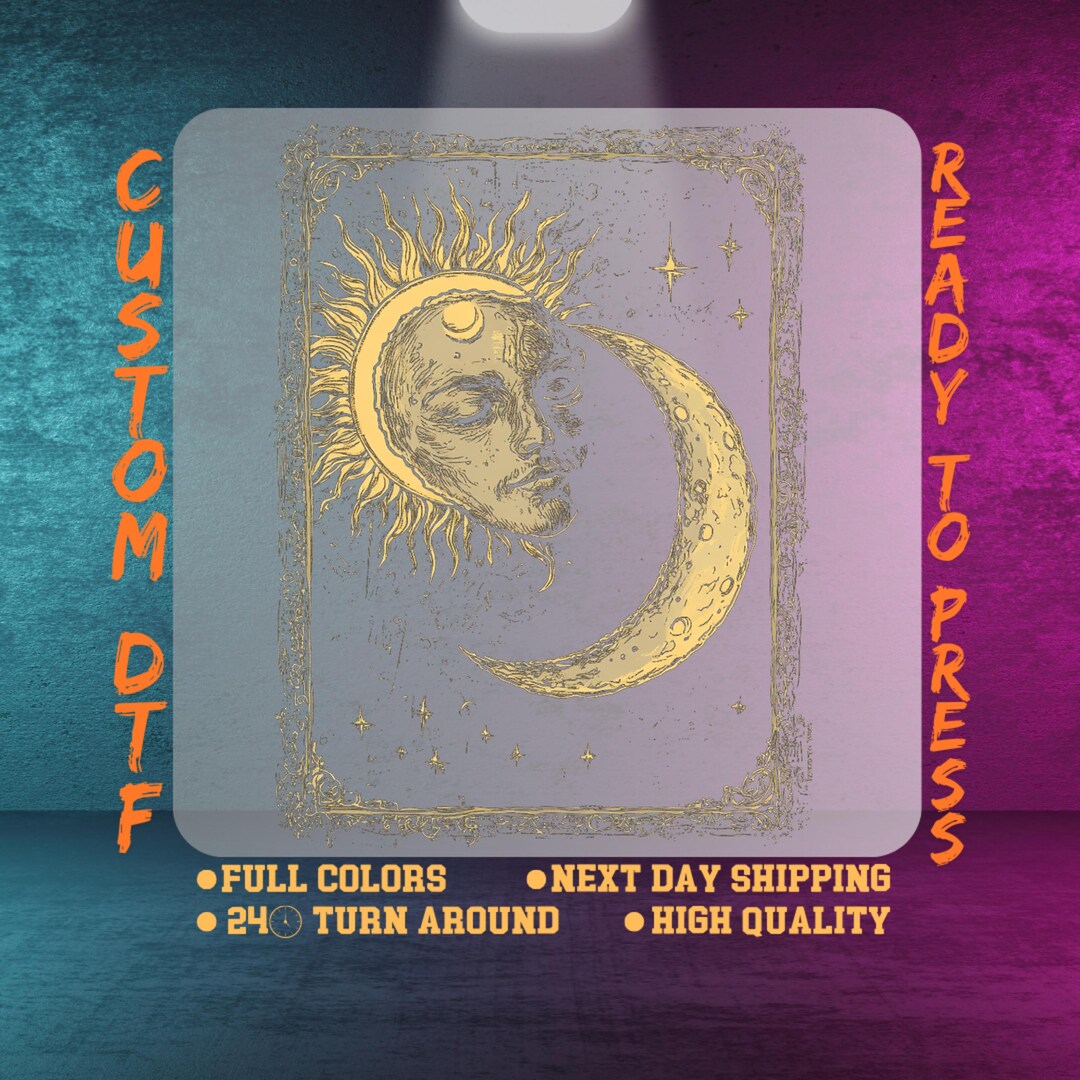Celestial Sun Face Moon Stars Tarot Reading Dtf Transfer, Cosmic Tarot ...