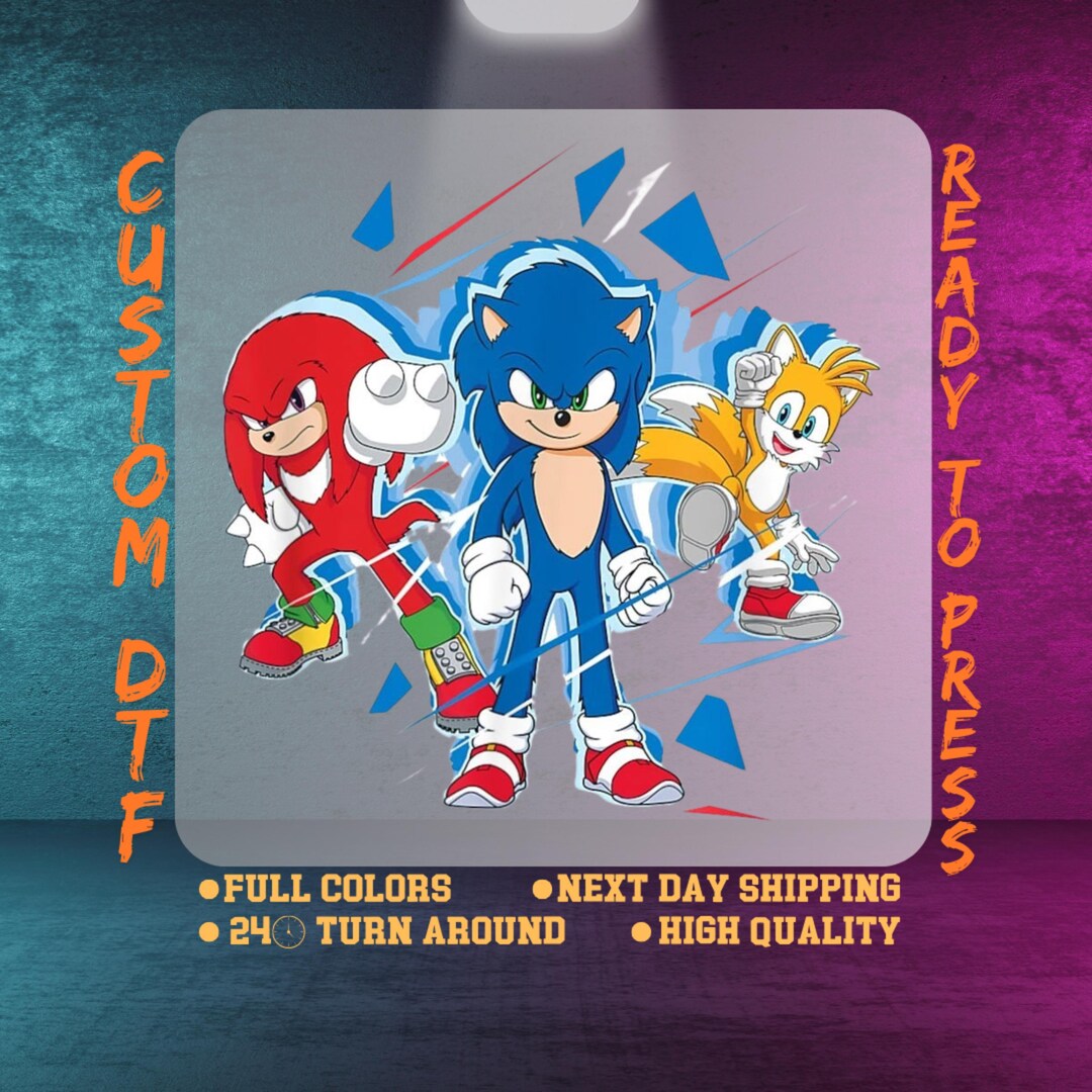 Sonic Retro Mania Hedge Team Dtf Transfer, Vibrant Game Gift for Him ...