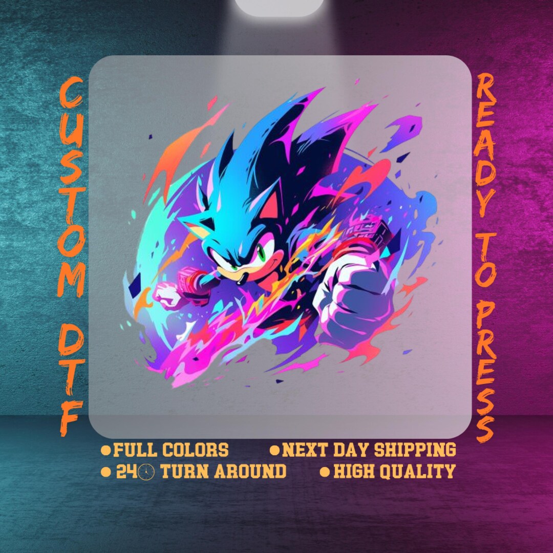 Retro Sonic Hedge Splash Dtf Transfer, Vibrant Gamer Gift for Him Shirt ...