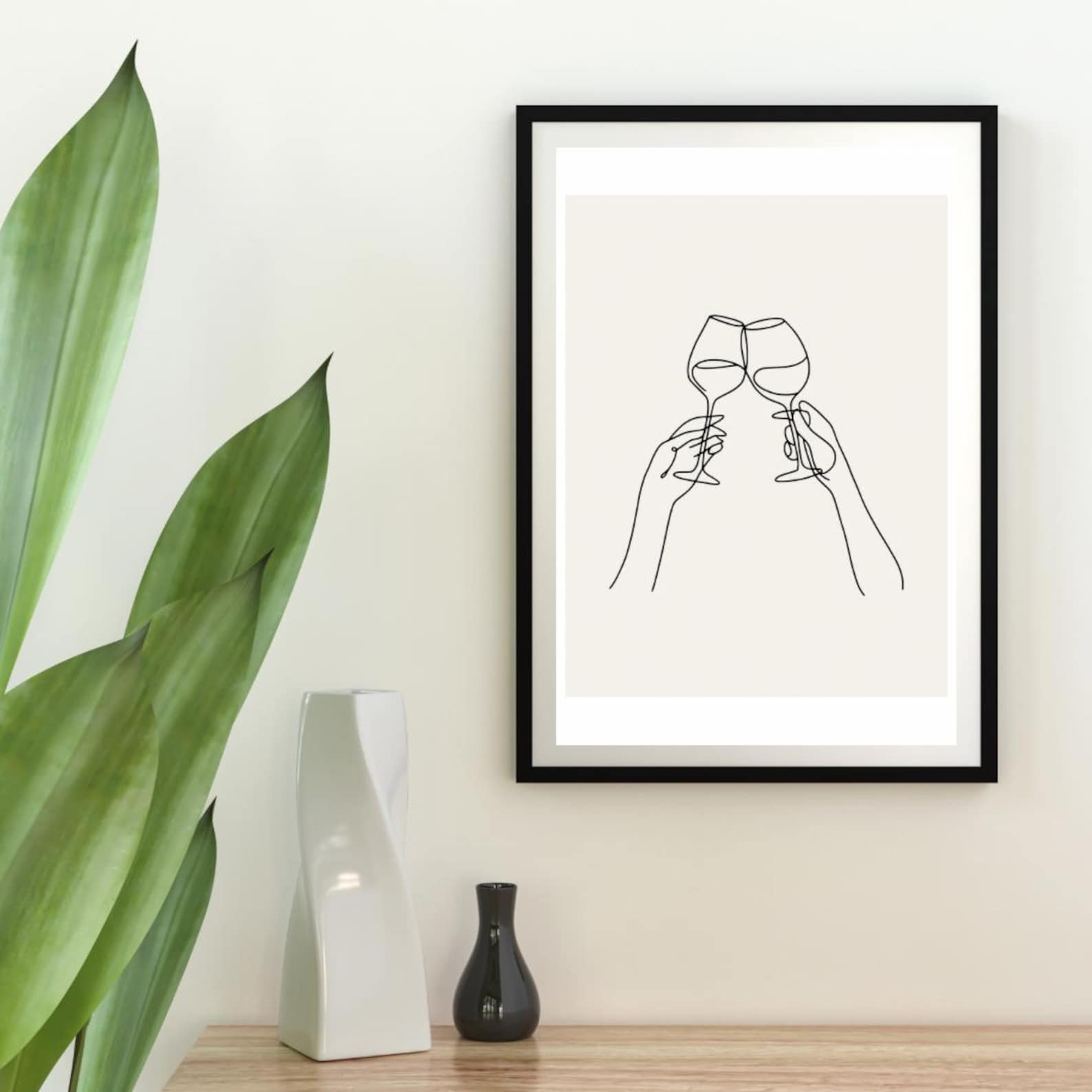 Cheers Line Art Print - Etsy