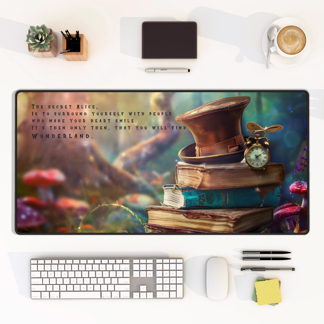 Alice in Wonderland Desk Mat, Bookish Vintage Books, Fantasy Themed ...