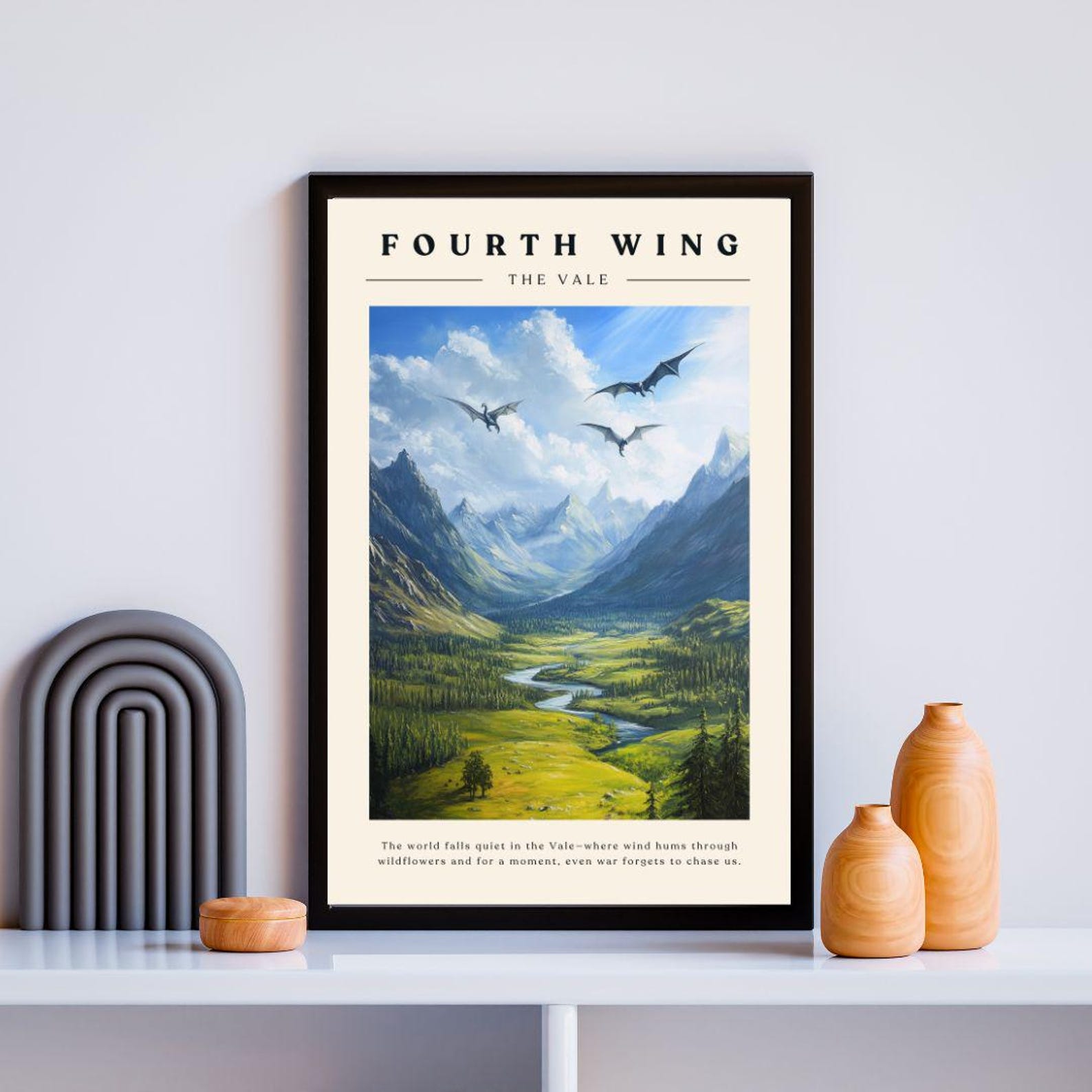 The Vale Fourth Wing UNFRAMED Wall Art Dragon Rider Basgiath War ...