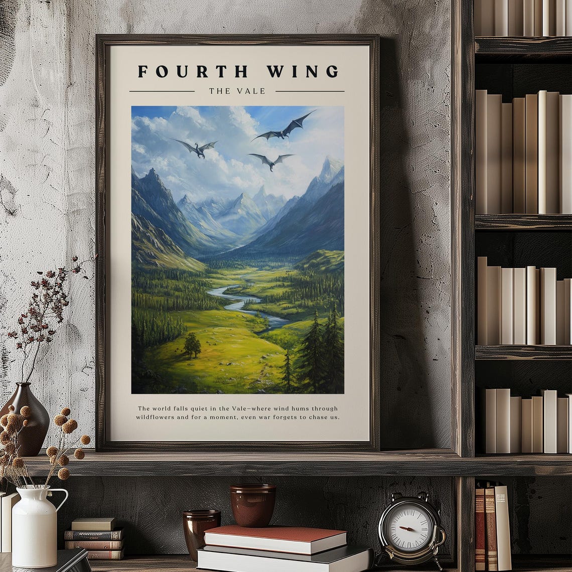 The Vale Fourth Wing UNFRAMED Wall Art Dragon Rider Basgiath War ...