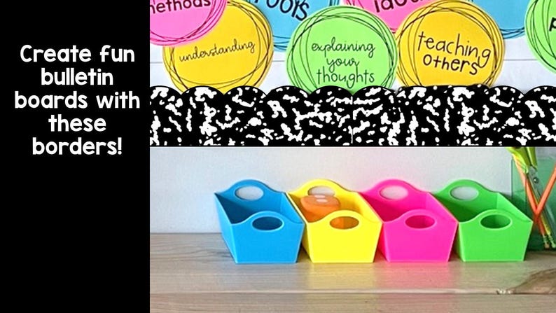 Printable Bulletin Board Border With Composition Book Notebook Pattern ...