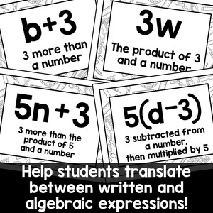Math Classroom Posters for Middle School With Algebraic Expressions ...
