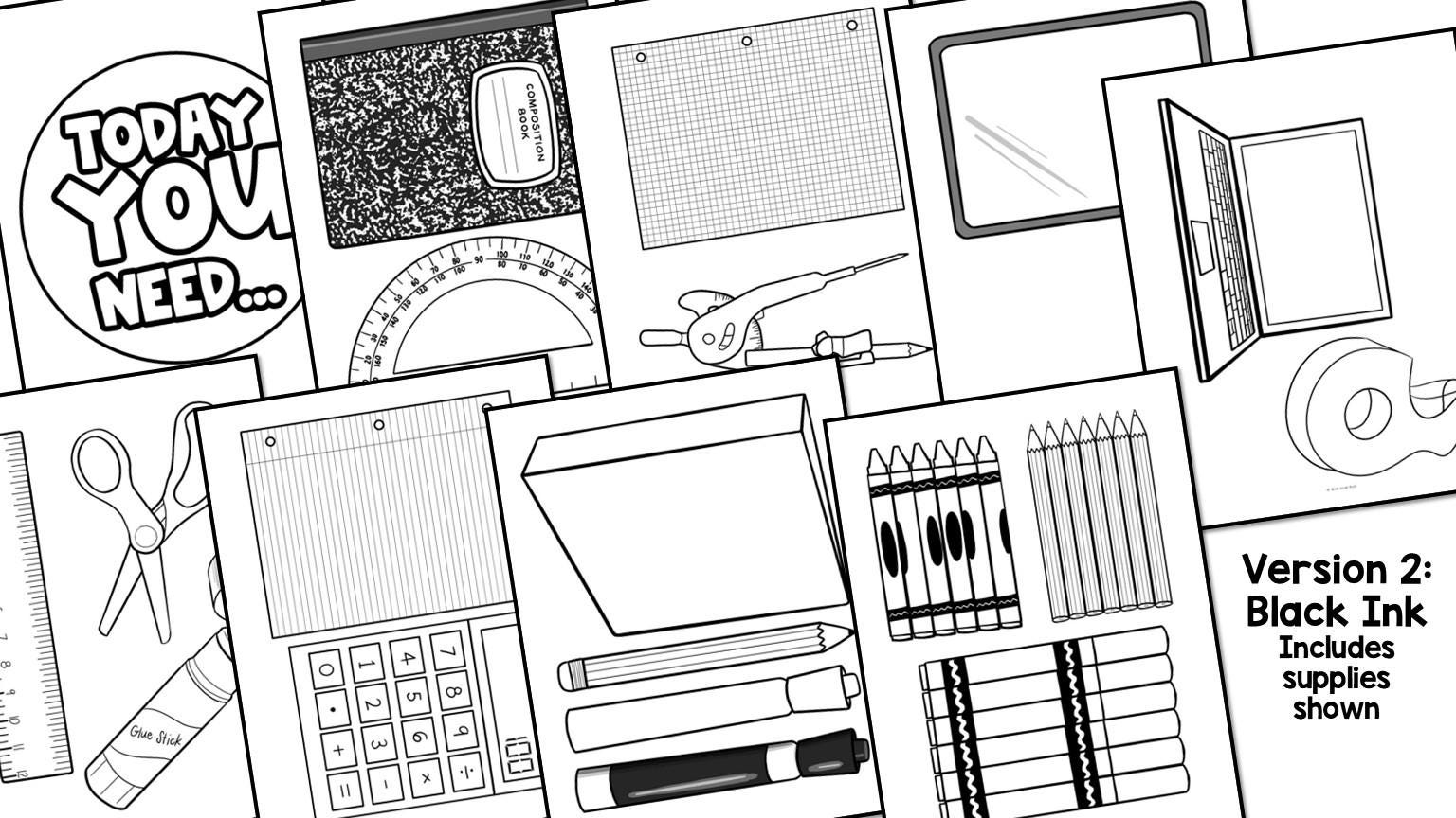 Visual Supply Cards to Show Students What You Need for Class Today in ...