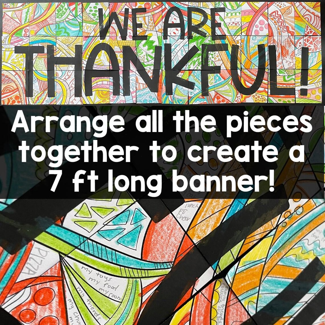 Thanksgiving Collaborative Coloring Banner | We Are Thankful Classroom ...