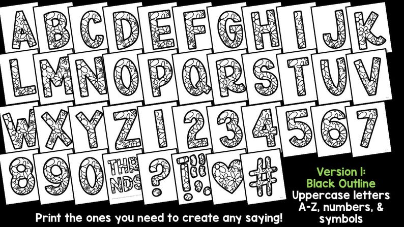 Spring Flower Bulletin Board Alphabet Letters and Numbers for April and ...
