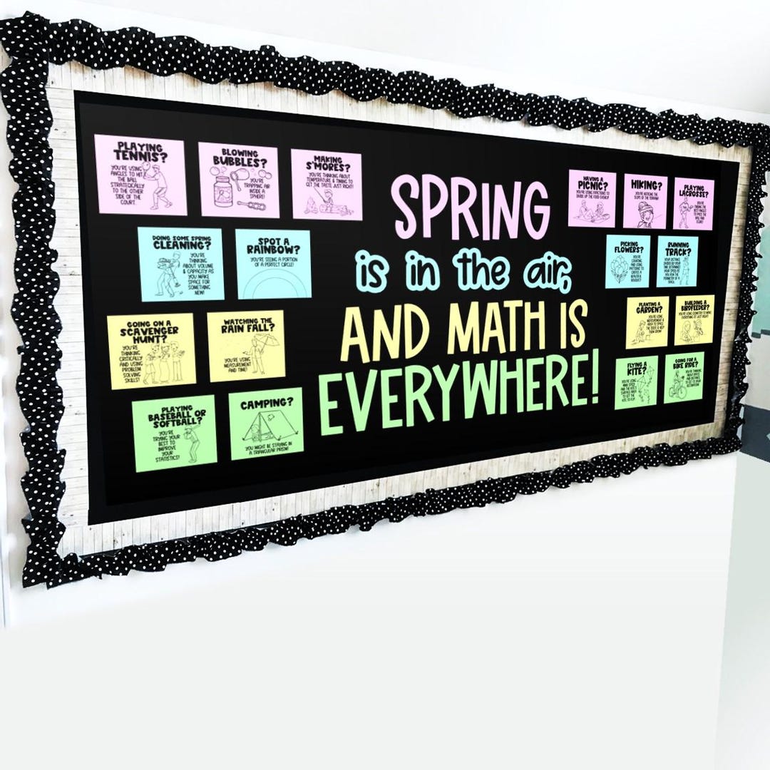 Spring Math Bulletin Board With Everyday Math Examples, Easy DIY Kit ...