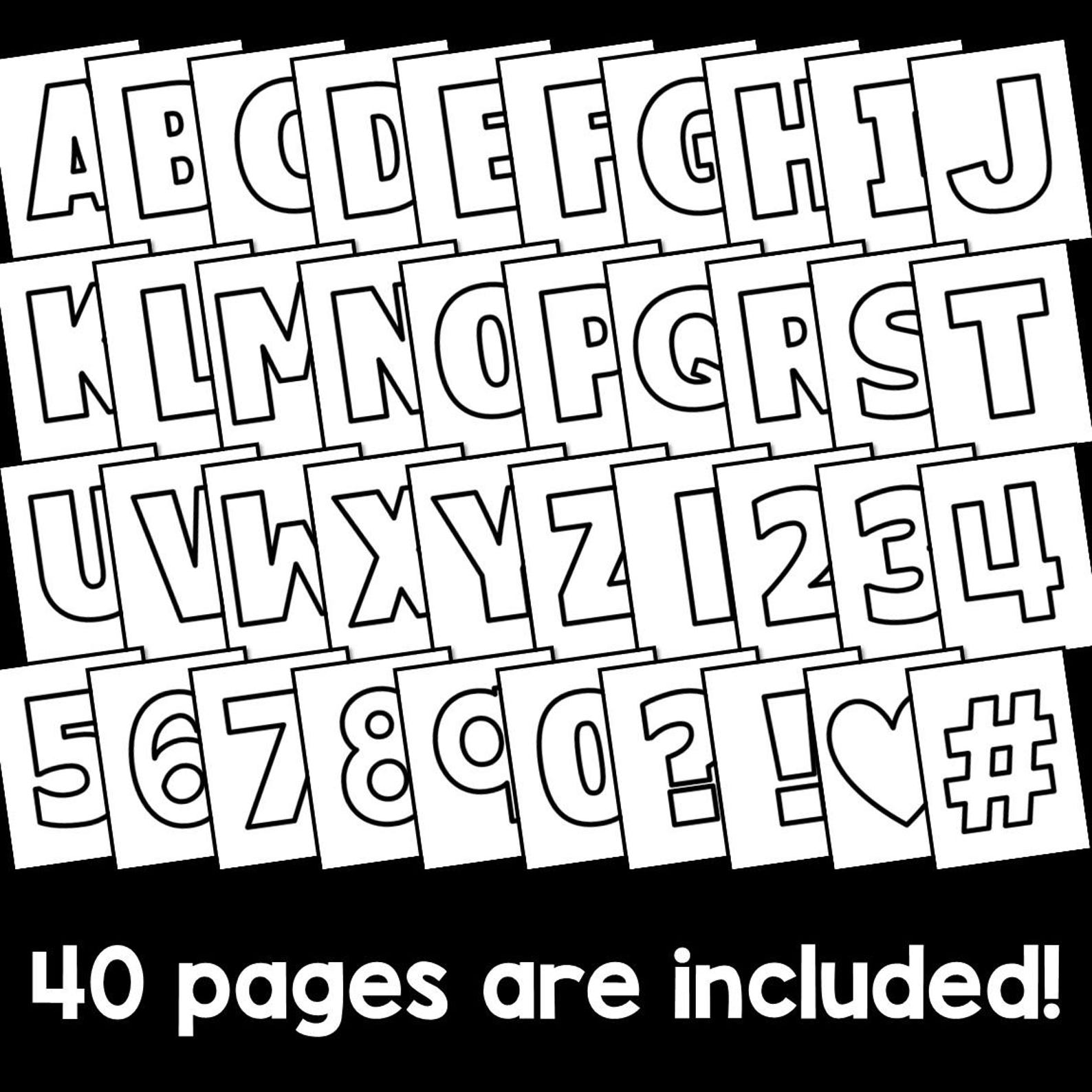 Bulletin Board Large Alphabet Letters and Numbers in Bold Black Outline ...