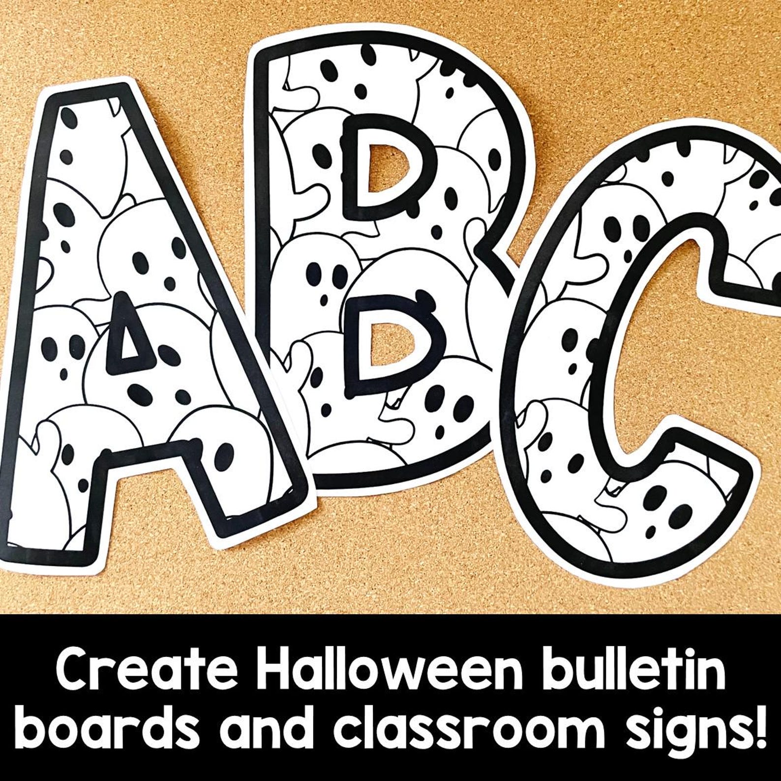 Halloween Ghosts Printable Bulletin Board Alphabet Letters, Numbers in ...