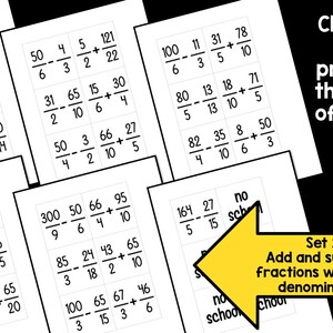 Calendar Pocket Chart Printables With Fraction Operations Cards for 5th ...