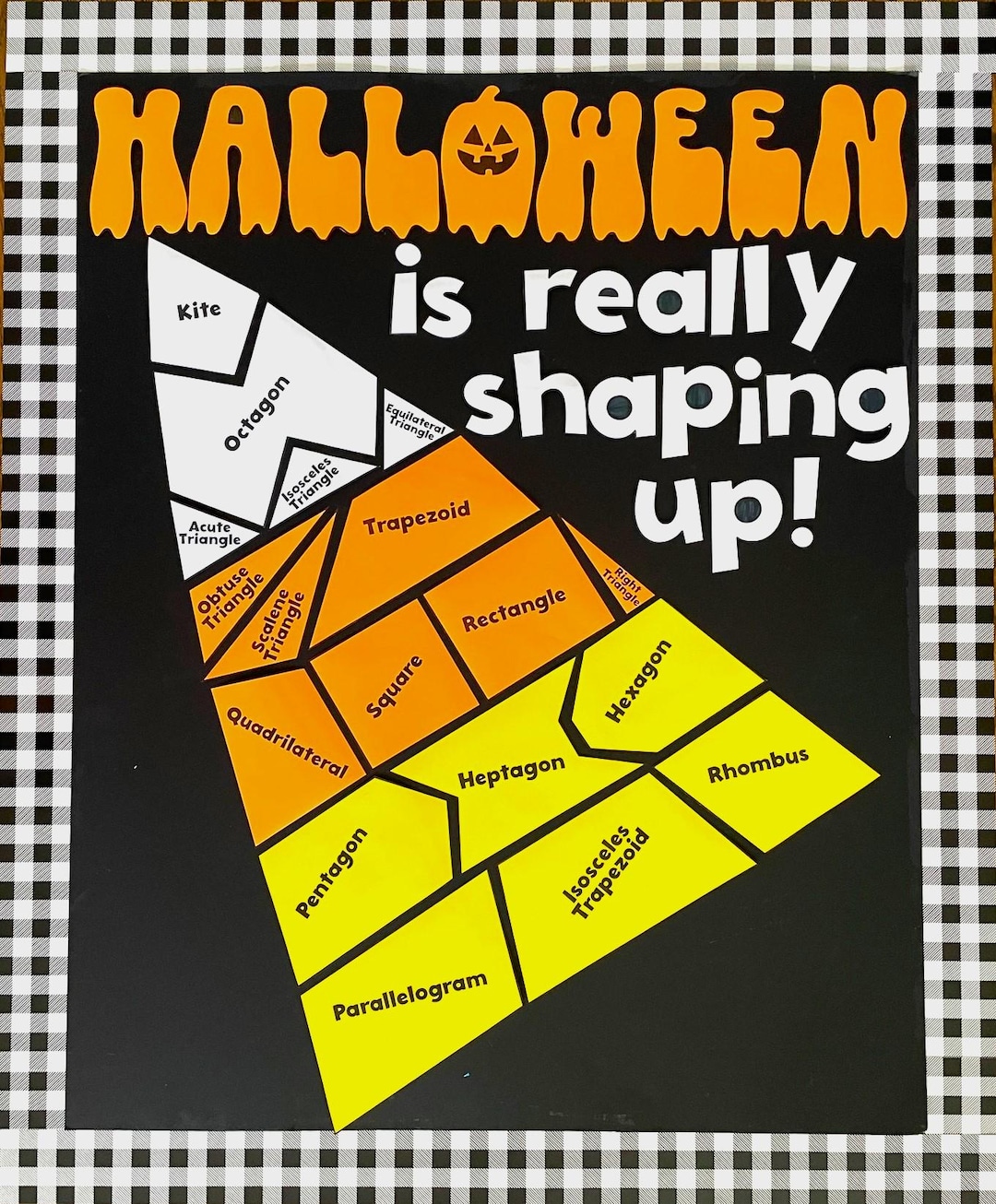Math Classroom Halloween Bulletin Board: Candy Corn Shapes (digital ...