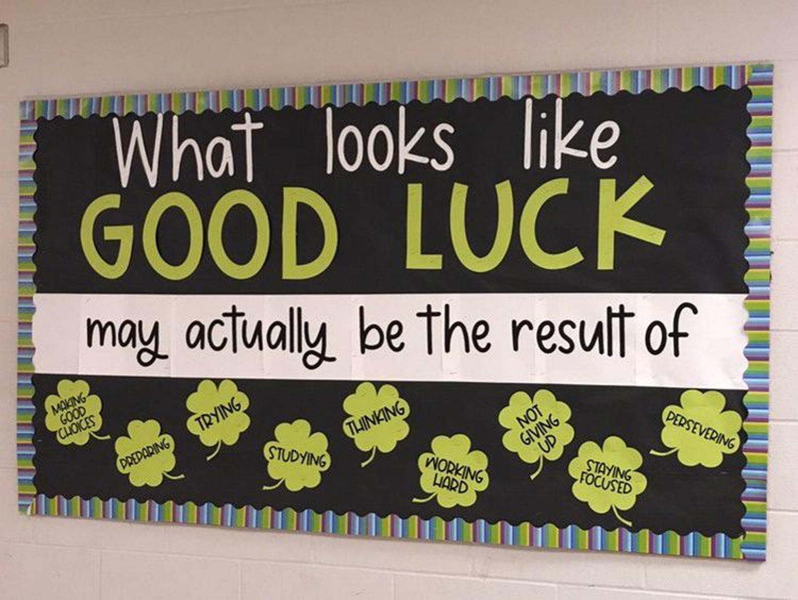 St. Patrick's Day Motivational Bulletin Board With Shamrocks What Looks ...