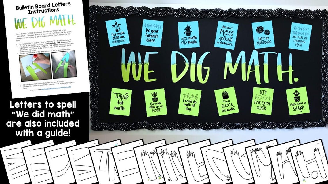 Math Classroom Posters Decorations Plant Theme With Puns for Bulletin ...