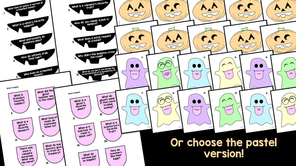 Halloween Bulletin Board Decor Kit: Jokes & Riddles (digital Download ...