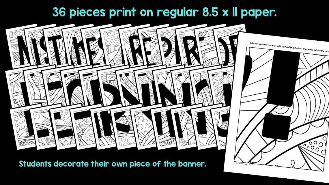 Growth Mindset Classroom Banner Collaborative Coloring Sign for Team ...