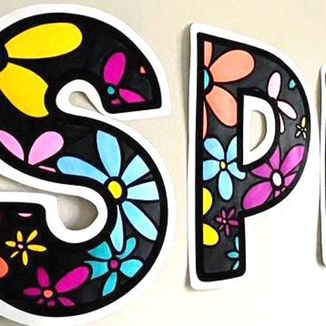 Spring Flower Bulletin Board Alphabet Letters and Numbers for April and ...