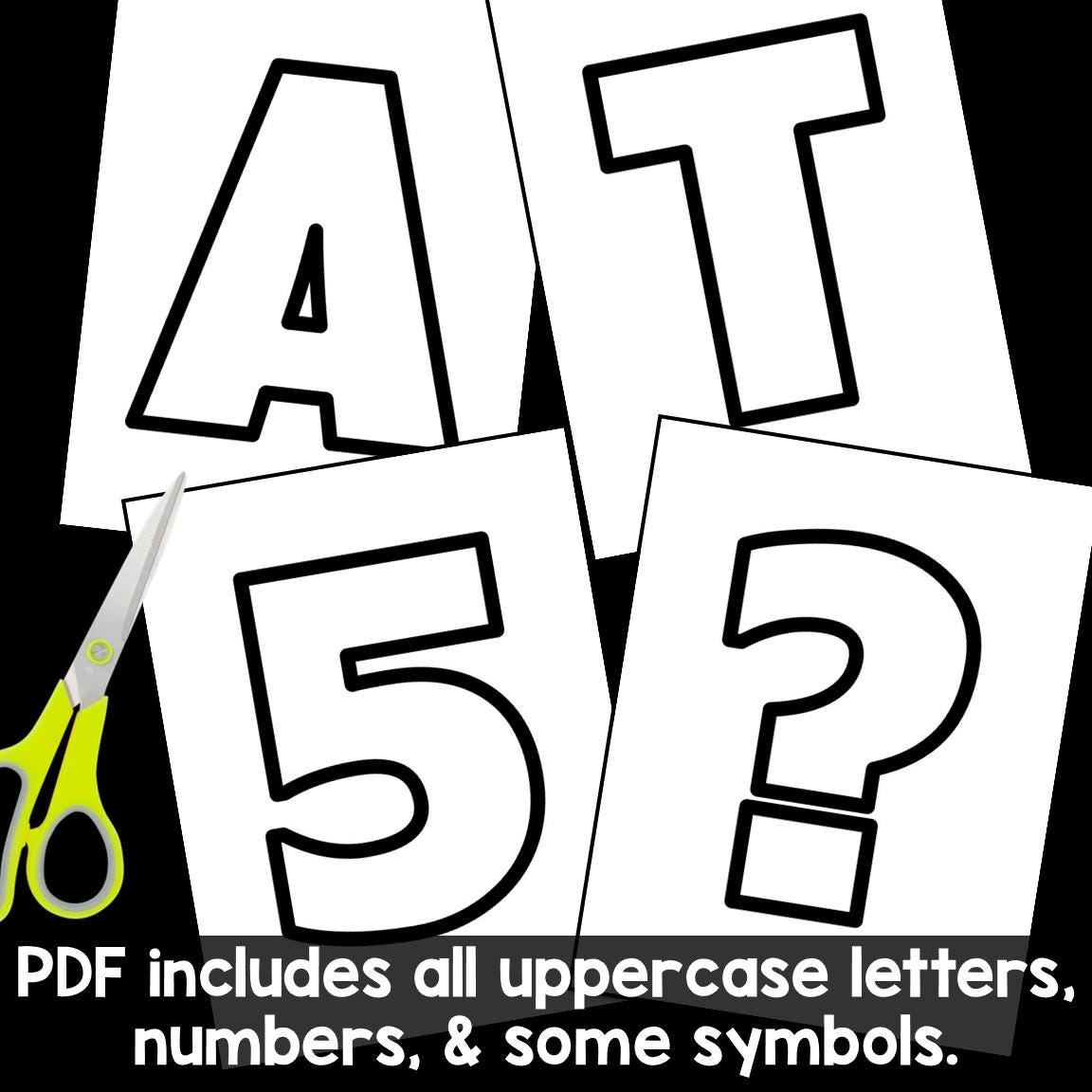 Bulletin Board Large Alphabet Letters and Numbers in Bold Black Outline ...