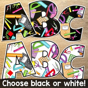 Math Bulletin Board Letters With Bright Rainbow Colorful School ...