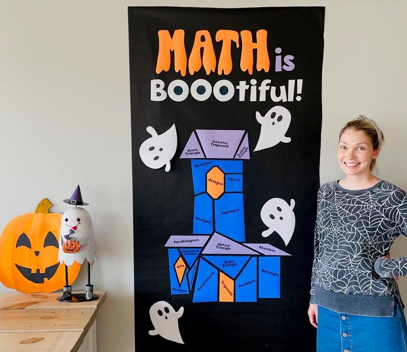 Halloween Math Classroom Door Decoration: Polygon Haunted House ...