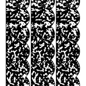 Printable Bulletin Board Border With Composition Book Notebook Pattern in Black & White and ...