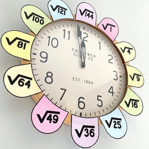 Classroom Clock Petals With Square Roots, Easy DIY Print and Cut Pieces ...
