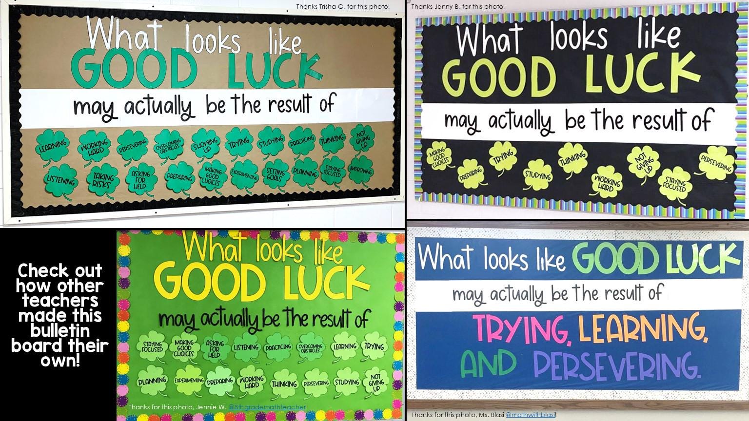 St. Patrick's Day Motivational Bulletin Board With Shamrocks What Looks ...