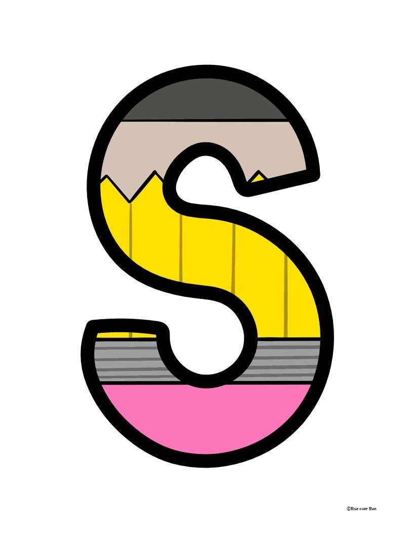 Pencil Pattern Bulletin Board Alphabet Letters and Numbers for Pencil ...