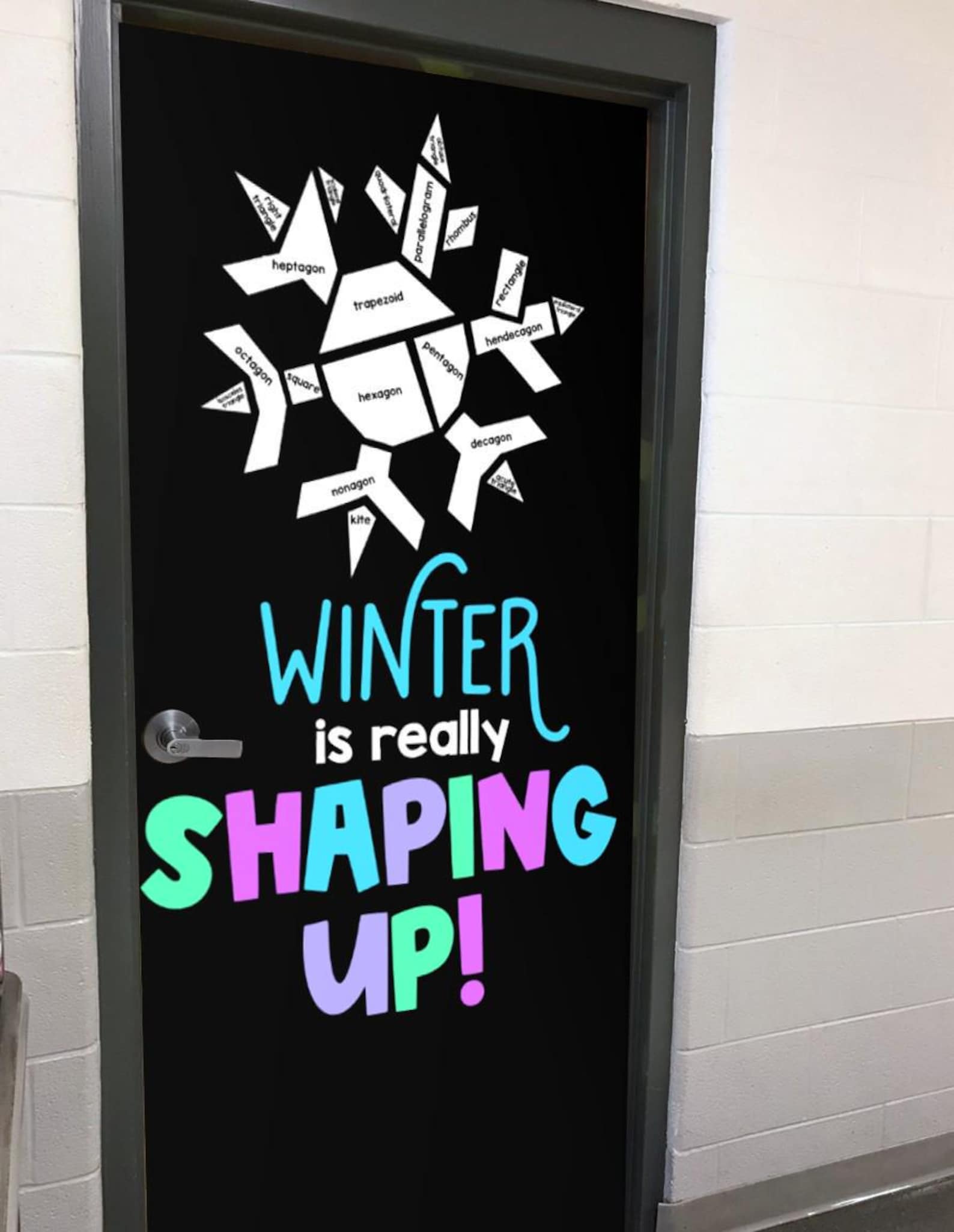 Winter Door Decoration for Math Classroom With a Snowflake Made of ...