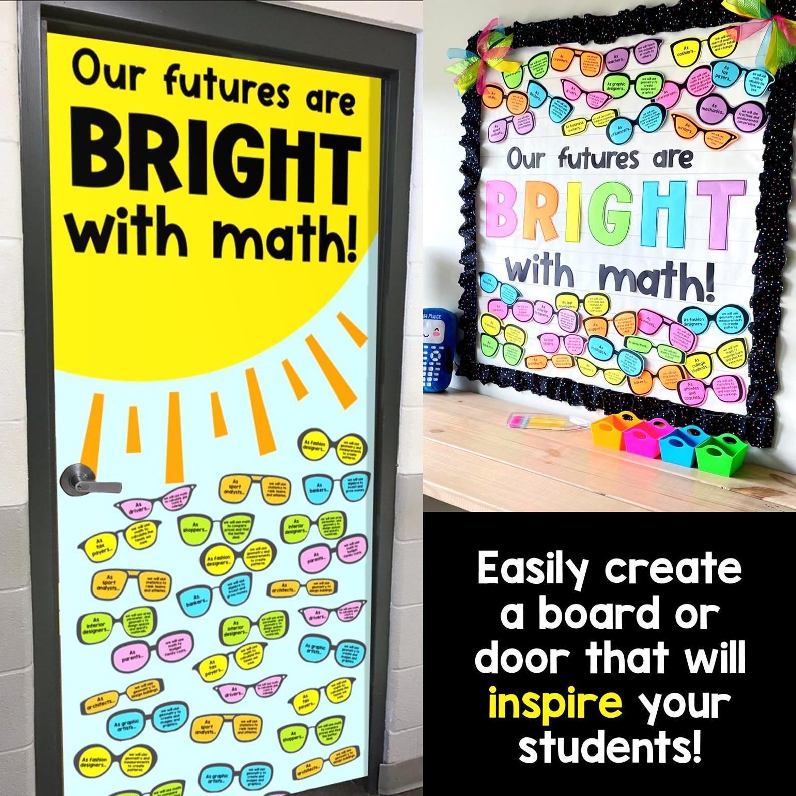 Summer Math Bulletin Board With Sunglasses Math Careers Posters ...