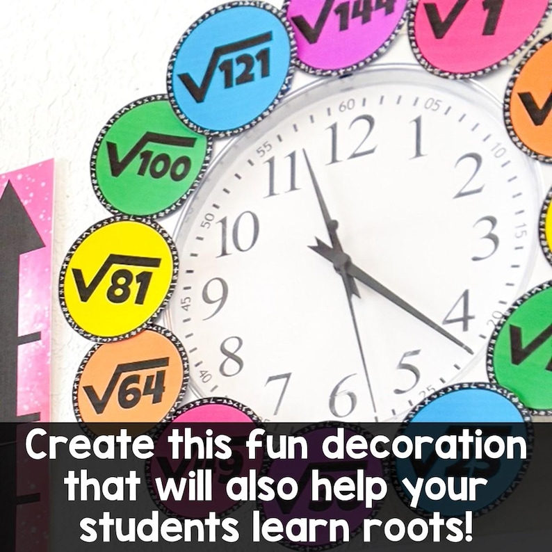 Classroom Clock Labels in Rainbow Colors for Middle or High School Math ...