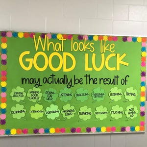 St. Patrick's Day Motivational Bulletin Board With Shamrocks What Looks ...