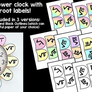 Classroom Clock Petals With Square Roots, Easy DIY Print and Cut Pieces ...