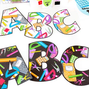 Math Bulletin Board Letters With Bright Rainbow Colorful School ...