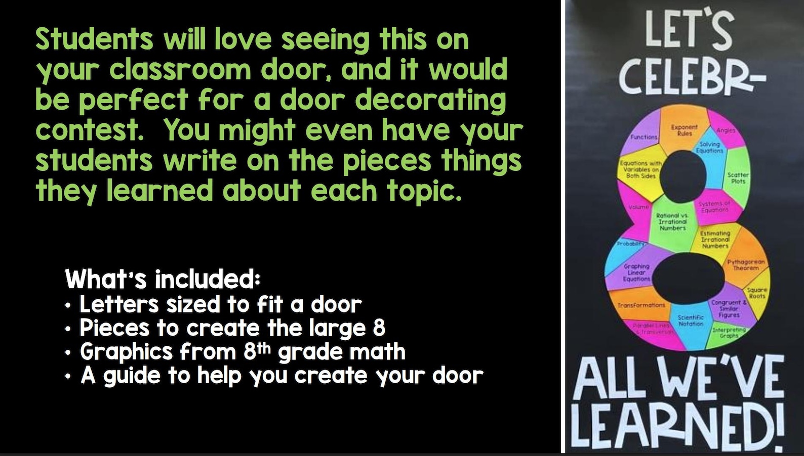 8th Grade Math Classroom Door Design Decoration to Print and Hang for ...