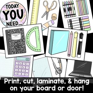 Visual Supply Cards to Show Students What You Need for Class Today in ...