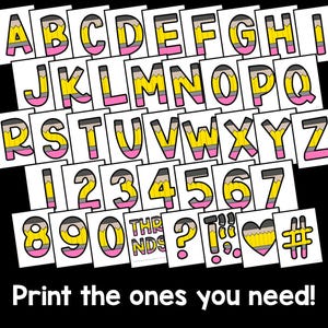 Pencil Pattern Bulletin Board Alphabet Letters and Numbers for Pencil ...