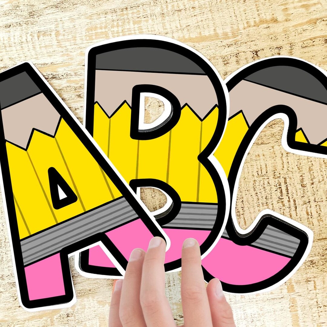 Pencil Pattern Bulletin Board Alphabet Letters and Numbers for Pencil ...