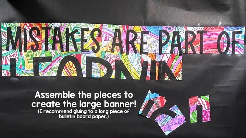 Growth Mindset Classroom Banner Collaborative Coloring Sign for Team ...