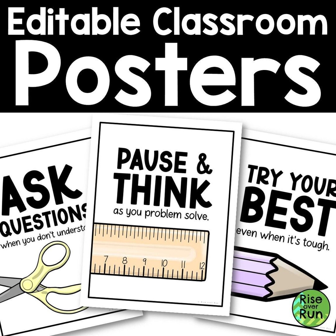 Editable Math Classroom Printable Posters for Middle School Classroom ...