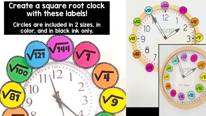 Classroom Clock Labels in Rainbow Colors for Middle or High School Math ...