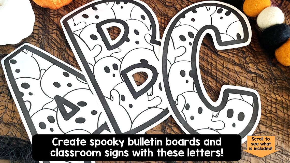 Halloween Ghosts Printable Bulletin Board Alphabet Letters, Numbers in ...