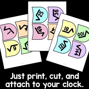 Classroom Clock Petals With Square Roots, Easy DIY Print and Cut Pieces ...