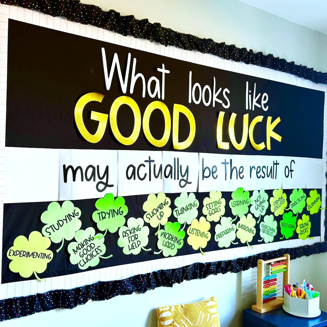 St. Patrick's Day Motivational Bulletin Board With Shamrocks What Looks ...