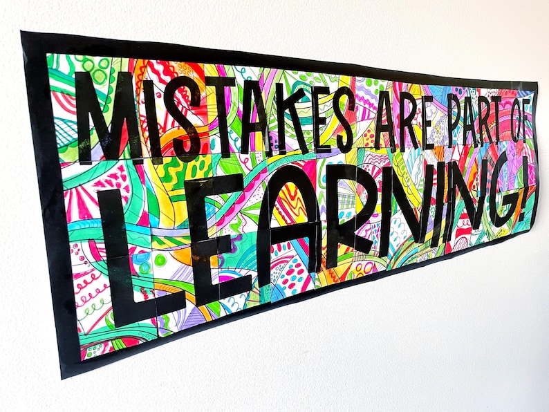 Growth Mindset Classroom Banner Collaborative Coloring Sign for Team ...