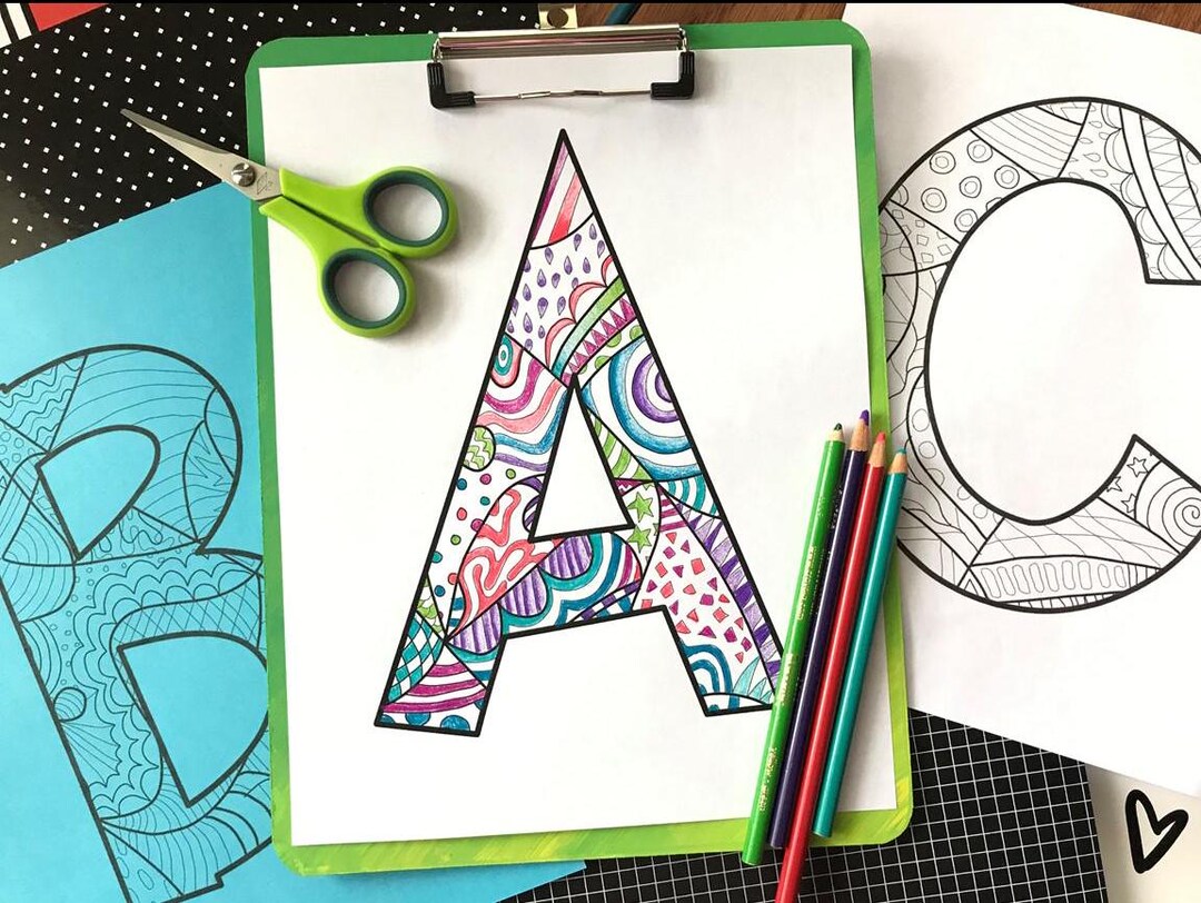 Printable Doodle Coloring Pages With Alphabet Letters and Numbers for ...