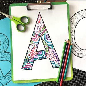 Printable Doodle Coloring Pages With Alphabet Letters and Numbers for ...